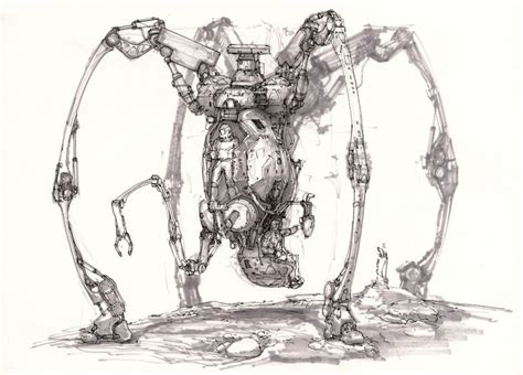 Potato Shape Mech Longque Chen Robot Concept Art Sketches Robot