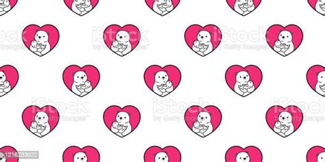곰 원활한 패턴 심장 발렌타인 벡터 북극곰 테디 만화 반복 벽지 스카프 고립 타일 배경 일러스트 낙서 흰색 디자인 0명에 대한