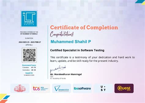 Softwaretesting Ictacademy Certification Learning Careergrowth… Muhammed Shahil