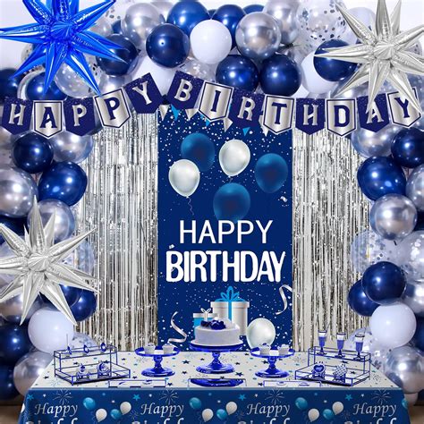 Happy Birthday Blue Background Blue Birthday Background Vector Images