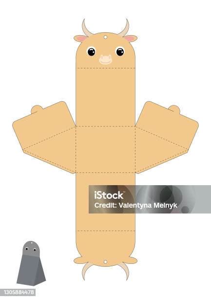 과자 사탕 선물에 대한 파티 호의 상자 야크 디자인 포장 다이 컷 템플릿 어떤 목적 생일 아기 샤워에 대 한 좋은 절단 및 채점 라인으로 편집 가능한 청사진 레이아웃 0명에