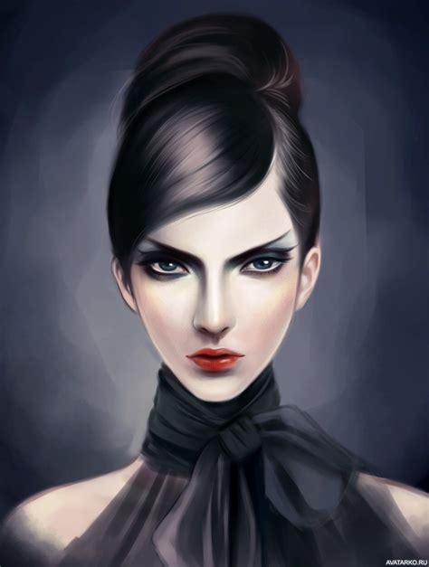 Красивое личико девушки с чёрными волосами — Картинки для аватара