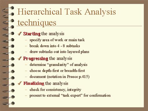 Hierarchical Task Analysis Techniques