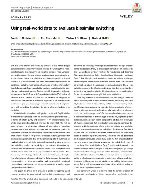 Pdf Using Real‐world Data To Evaluate Biosimilar Switching Efe Eworuke