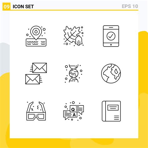 9 Universal Outlines Set For Web And Mobile Applications Globe Science Communication Dna