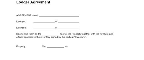 Free Lodger Agreement Template Download Lofti