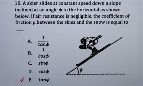 A Skier Slides At Constant Speed Down A Slope Inclined At An Angle ϕ To T