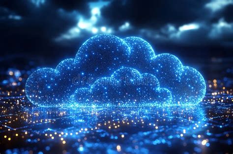 Glowing Blue Cloud Computing Network Digital Data Abstract Technology Background Stock