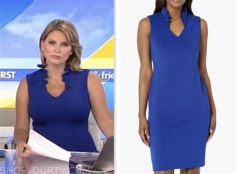 Fox And Friends July 2023 Ashley Strohmiers Blue Ruffle Stand Collar