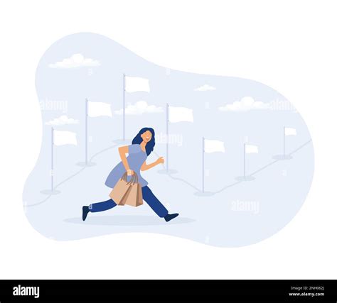 Customer Journey Consumer Or User Experience Concept Happy Woman Shopper Walking With