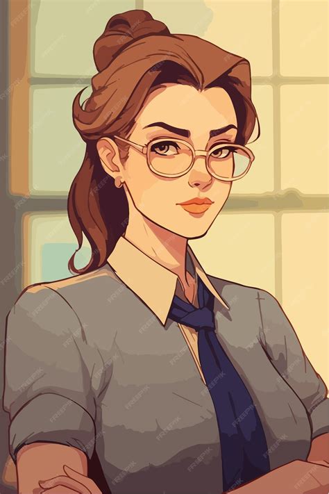 Premium Vector A Cartoon Character With Glasses And A Tie That Saysthe Girl On The Left