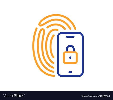 Lock Line Icon Fingerprint Access Sign Royalty Free Vector