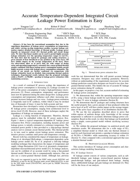 Pdf Accurate Temperature Dependent Integrated Circuit Leakage Power Estimation Is Easy