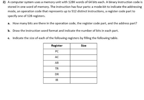Solved 2 ﻿a Computer System Uses A Memory Unit With 128 ﻿k