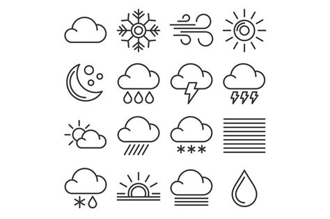 Sun Set Sky Vector Hd Images Weather Set Icon Design Outline Set Icons Included As Sun Rain