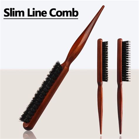 전문 살롱 슬림 라인 빗 나무 손잡이 멧돼지 강모 헤어 브러시 확장 미용 스타일링 도구 1 개 Aliexpress