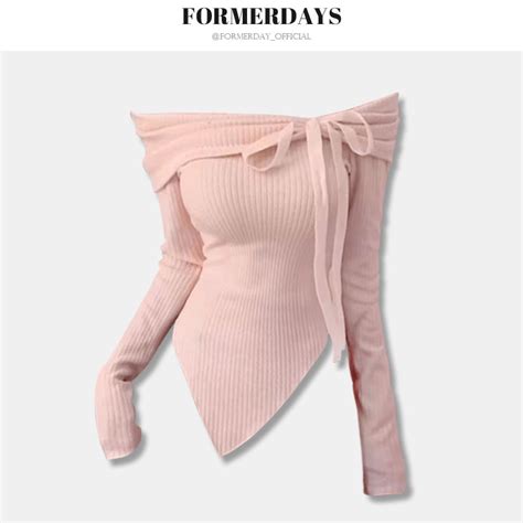 포머데이즈 러빙유 리본 오프숄더 언발 니트 3color