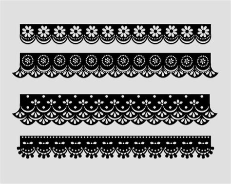 Premium Vector Floral Embroidery Decorative Scallop Border Set