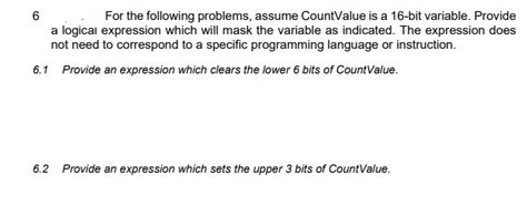 solved 6 for the following problems assume countvalue is a