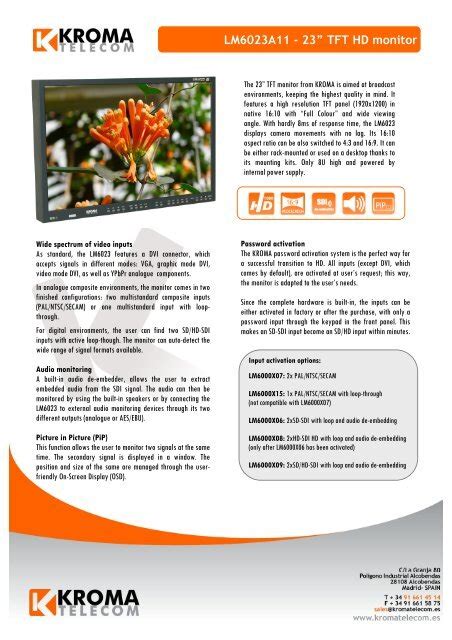Lm6023a11 23Ã¢Â€Â Tft Hd Monitor Kroma