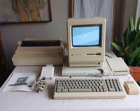 Vintage Apple Macintosh Plus Computer System With Printer Modem And