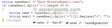 Retrieve Name And Email From String Using C And Vbnet
