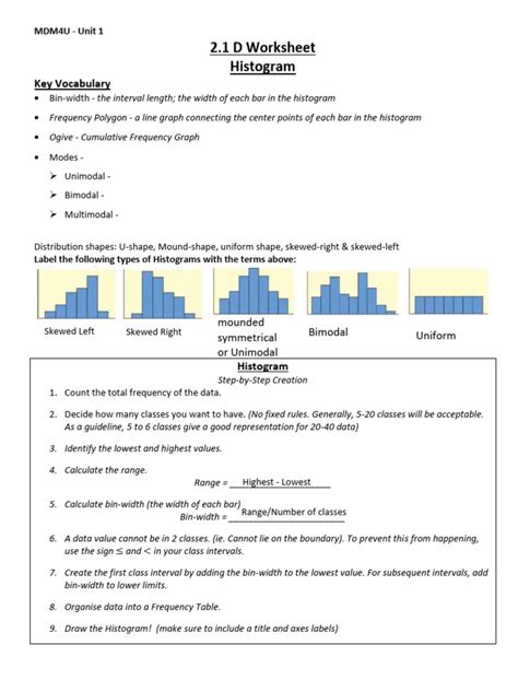 04 21d Histogram Worksheet 1 Pdf Histogram Mode Statistics