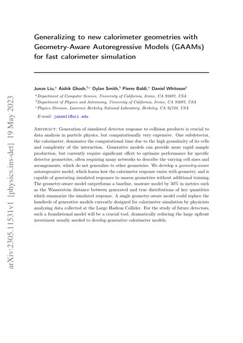 Pdf Generalizing To New Calorimeter Geometries With Geometry Aware Autoregressive Models