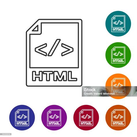 Grey Html File Document Icon Download Html Button Line Icon Isolated On White Background Html