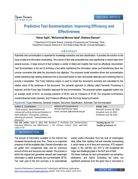 Predictive Text Summarization Improving Efficiency And Effectiveness