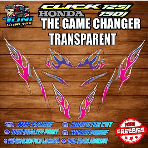 Click 125 150 V2 Decals Sticker For White Motif Flame With Freebies Lazada Ph