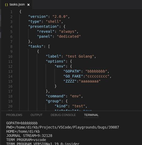 Cannot Set Gopath Under Tasksoptionsenv In Tasksjson · Issue 39087
