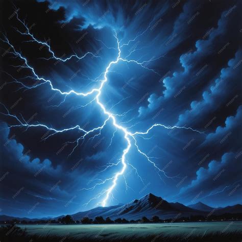 Dramatic Lightning Bolt Illuminating The Sky Above A Vast Field