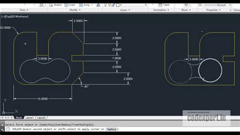 Autocad Tutorial In Hindi Fillet And Chamfer Youtube