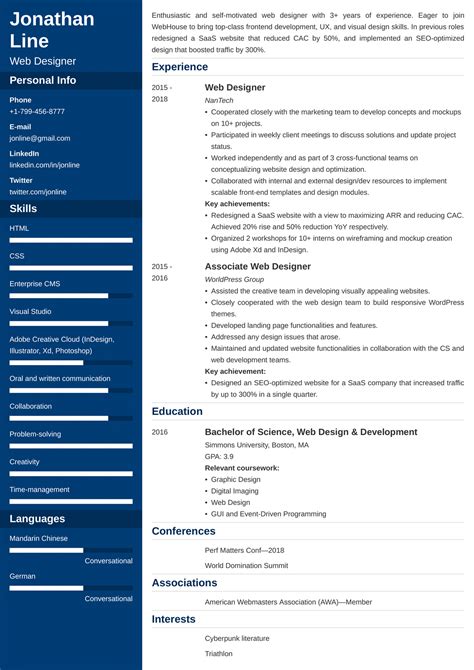 Web Designer Resume Sample 25 Examples And Writing Tips