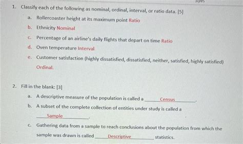 Solved Classify Each Of The Following As Nominal Chegg