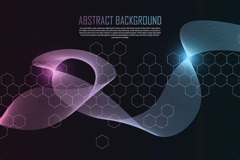 Abstract Gradient Wavy Lines Background With Hexagonal Lines Vector