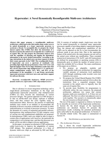 Pdf Hyperscalar A Novel Dynamically Reconfigurable Multi Core Architecture