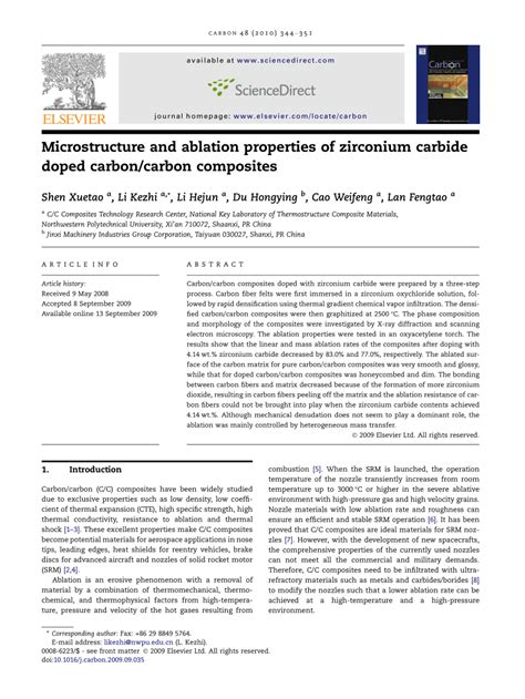 Pdf Microstructure And Ablation Properties Of Zirconium Carbide Doped