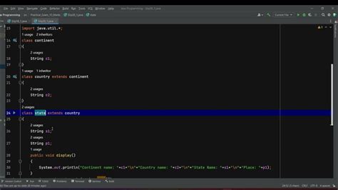 Sppu Tybsc Computer Science Java Practical Multilevel Inheritance Youtube