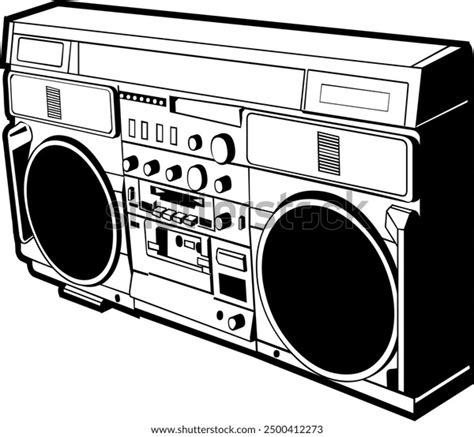 Boombox Radio Cassette Player Vintage Classic Stock Vector Royalty