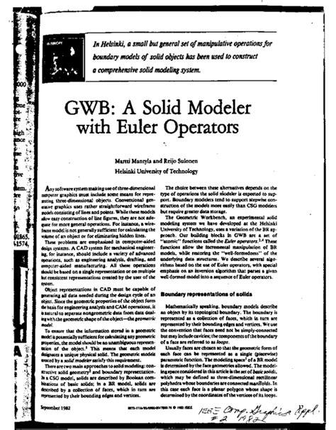 Gwb A Solid Modeler With Euler Operators