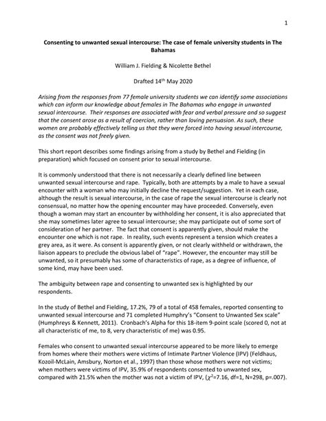 Pdf Consenting To Unwanted Sexual Intercourse The Case Of Female