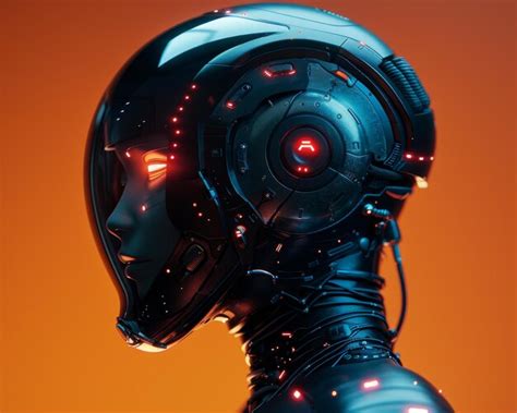 Futuristic Robot Head Artificial Intelligence Design Premium Ai Generated Image