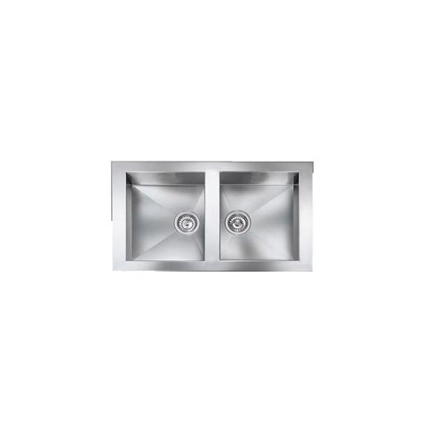 Cm Punto Quadro Double Bowl Sink Satin F3 Finish 86 X 50 Cm
