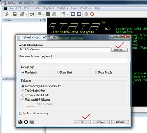 Sastata Statistic Note [stata] 資料匯入 Csv 檔