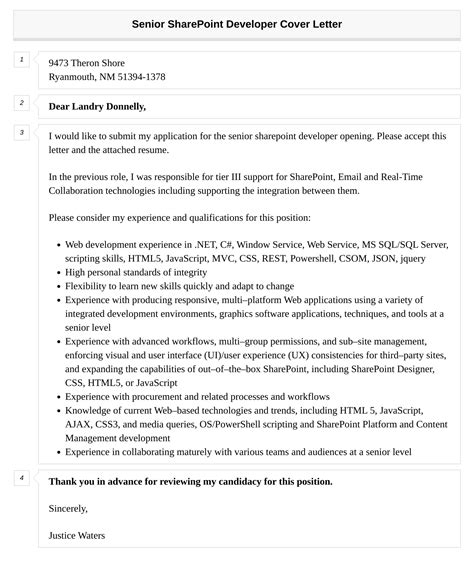 Senior Sharepoint Developer Cover Letter Velvet Jobs
