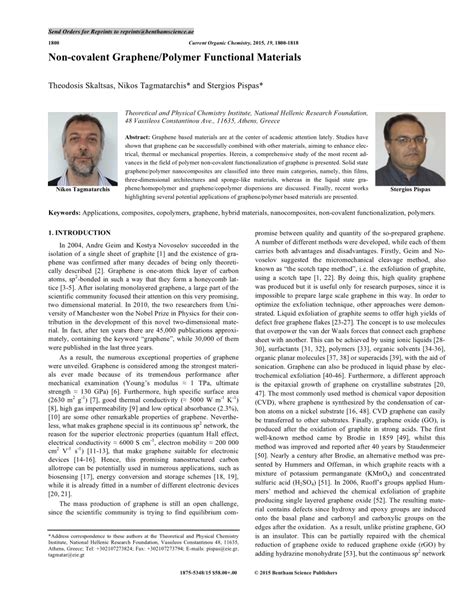Pdf Non Covalent Graphene Polymer Functional Materials