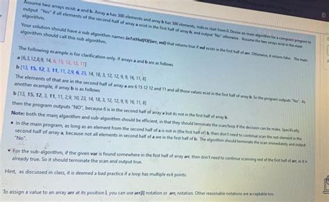 solved assume two arrays exista and b array a has 300