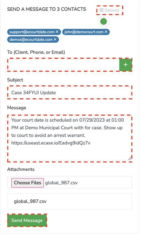 how to send a message from the dashboard help article